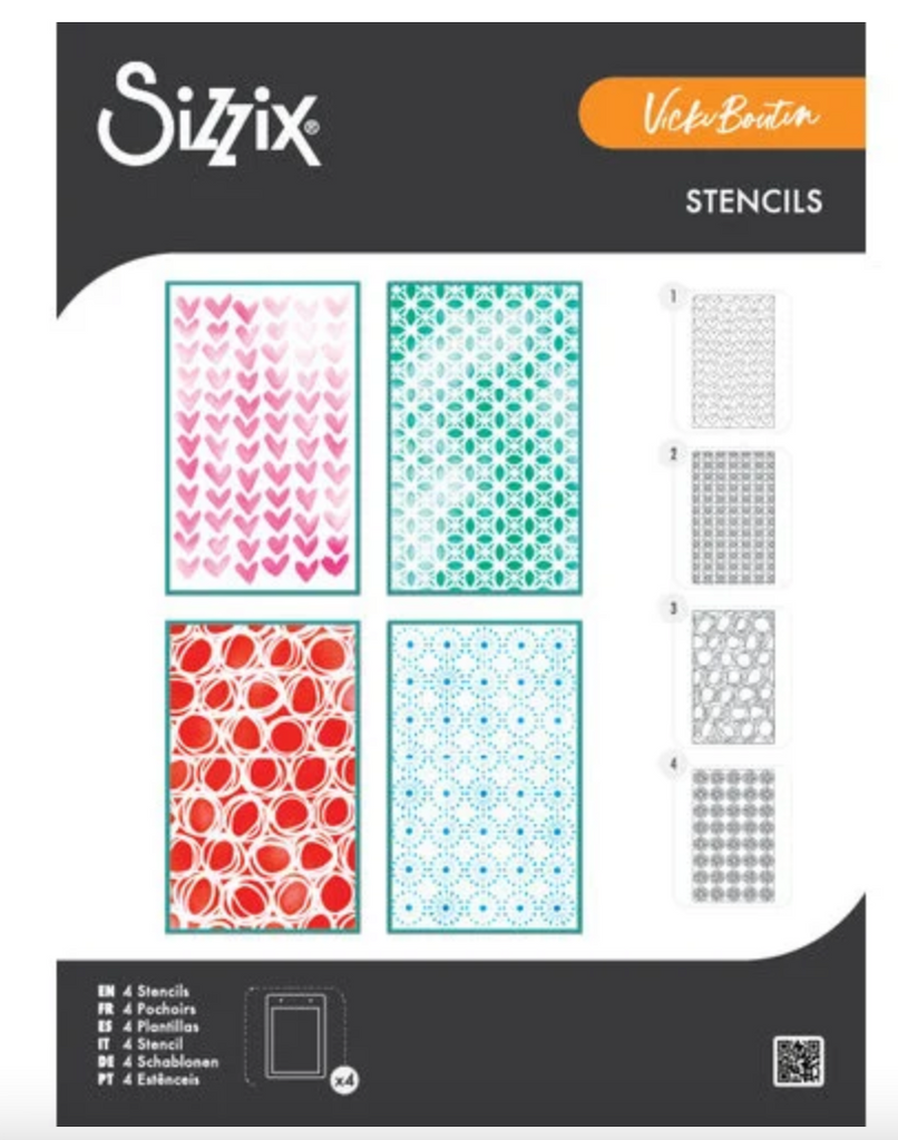 SIZZIX A6 Stencil 4PK - Buildables Backgrounds #1 by Vicki Boutin- US ...